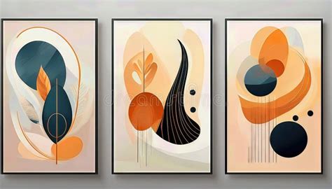 Minimalist Posters Showcasing Abstract Organic Shapes In A Stunning Composition Evoking A Sense