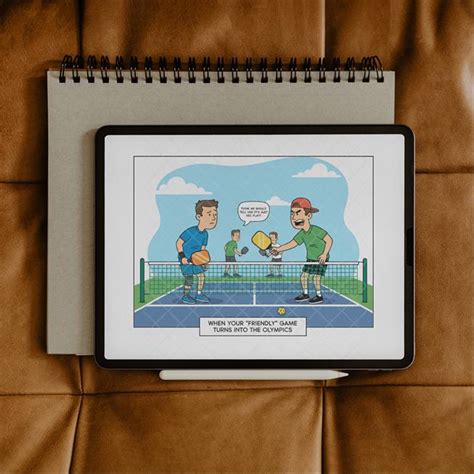Pickleball Comic Printable “friendly Game Turns Into The Olympics