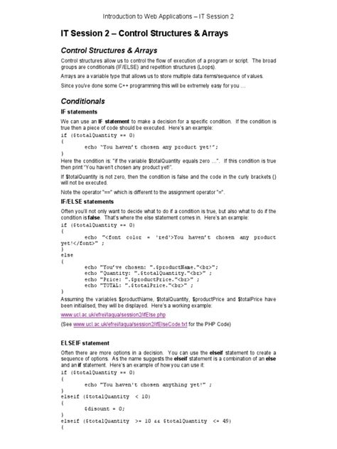 Session 2 Loops And Arrays Pdf Array Data Structure Control Flow