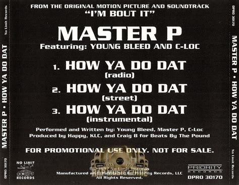 Master P How Ya Do Dat Promo Single Cd Rap Music Guide