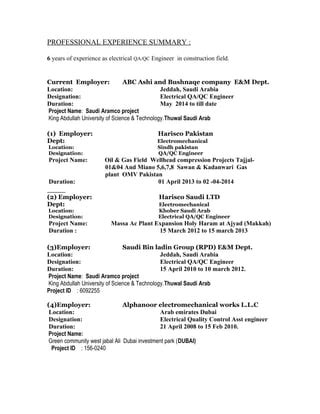 CV Electrical QA QC Engineer DOC