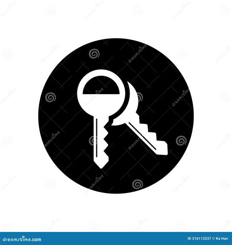 Two Key Icon On Black Circle Activation Sign Symbol Vector