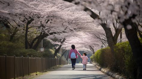아이와 엄마의 꽃구경 배경 일러스트 아이와 엄마의 꽃구경 사진 및 배경 화면 무료 다운로드 Pngtree