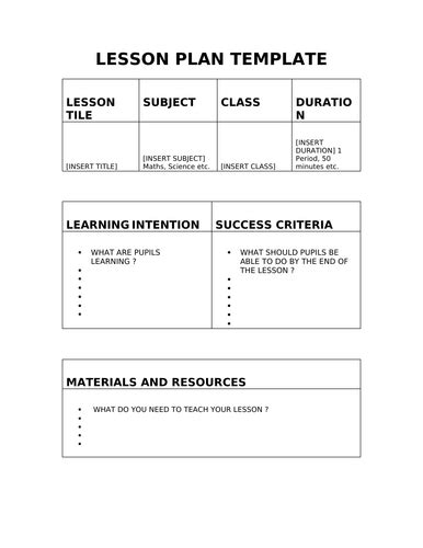 Editable Lesson Plan Template Word Document Teaching Resources