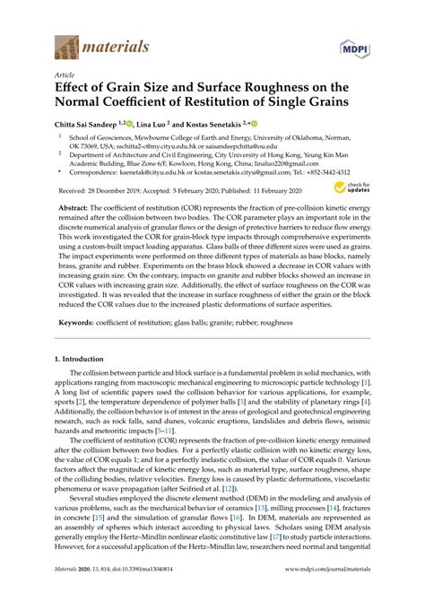 Pdf Effect Of Grain Size And Surface Roughness On The Normal
