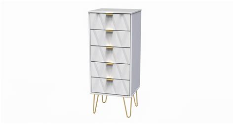 Diamond 5 Drawer Locker Matt White Front Carcass Colour Choice Furniture Plus