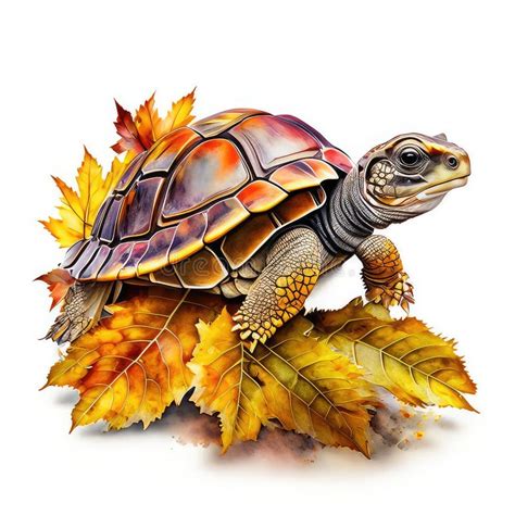 Turtle On A Leaf In Front Of A White Backgroung Generative Ai Animal Ai
