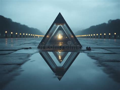 a reflection of a triangle on the ground in a puddle stock illustration