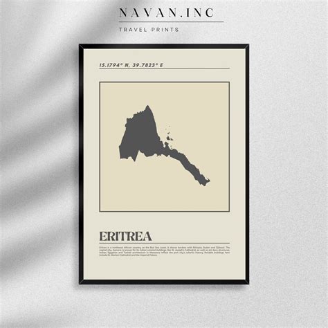 Eritrea Map Poster Map Of Eritrea Art Print Eritrea Map Etsy