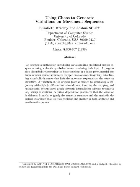 generating variations on movement sequences using chaos pdf chaos