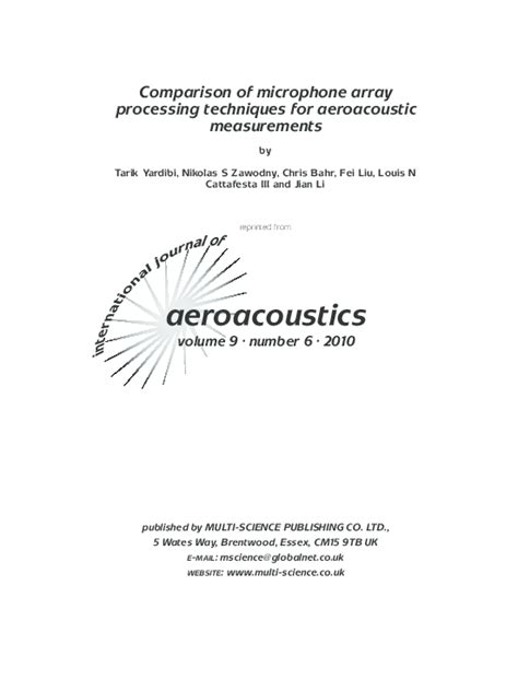 Pdf Comparison Of Microphone Array Processing Techniques For Aeroacoustic Measurements