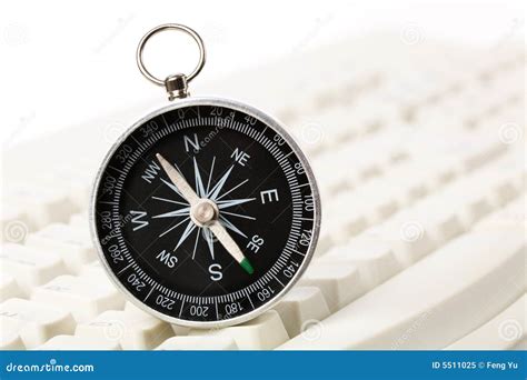 Computer Keyboard And Compass Stock Image Image Of Direction Lost