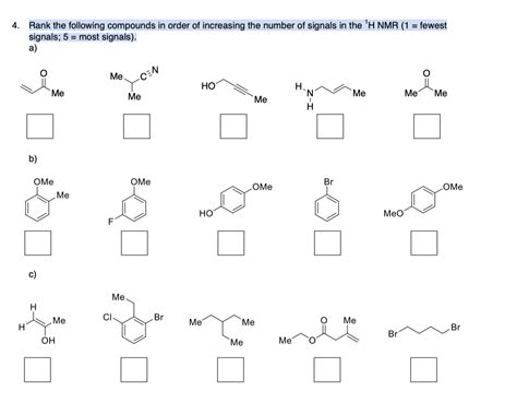 Solved 4 Rank The Following Compounds In Order Of