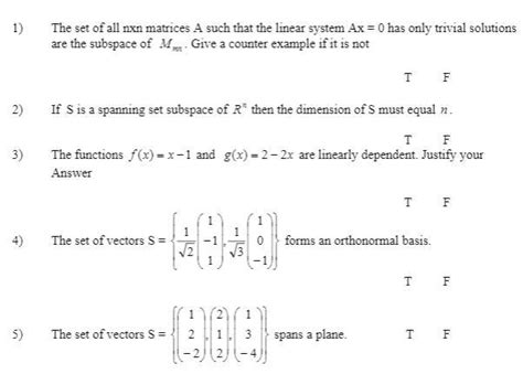 solved 1 the set of all nxn matrices a such that the linear