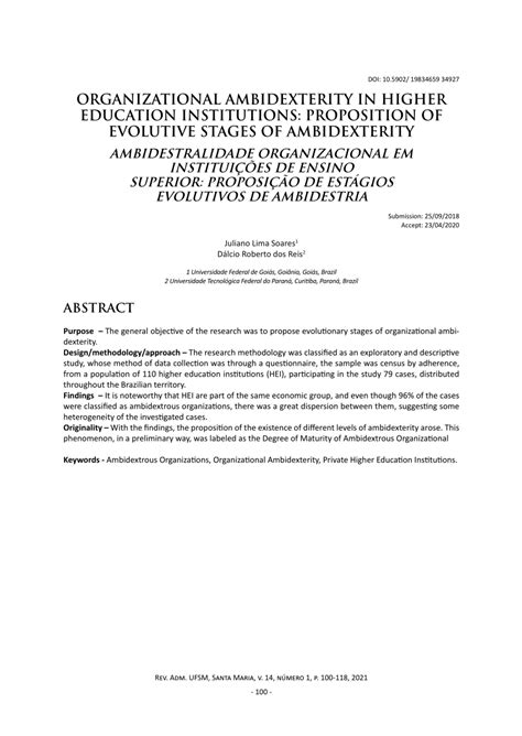 Pdf Organizational Ambidexterity In Higher Education Institutions Proposition Of Evolutive