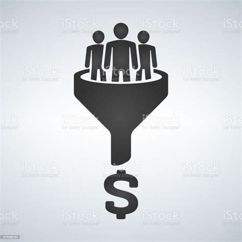 판매 벡터 라인 아이콘 깔 데 기 인터넷 마케팅 변환 개념입니다 돈을 생산 고객에 대한 스톡 벡터 아트 및 기타 이미지 고객