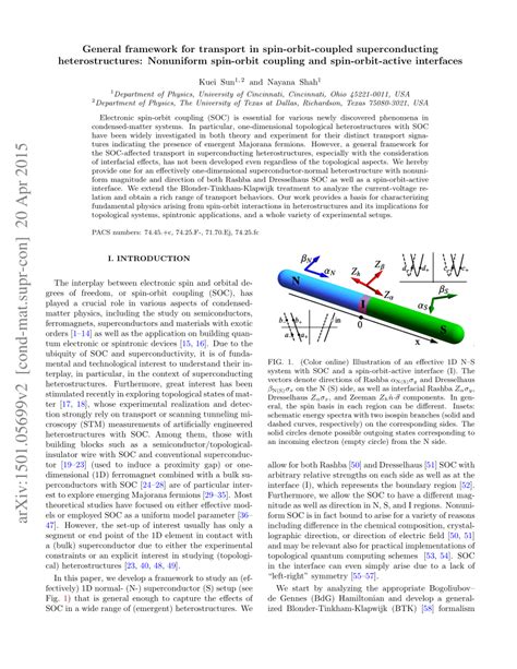 Pdf General Framework For Transport In Spin Orbit Coupled Superconducting Heterostructures