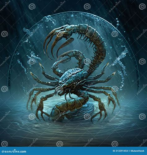 Digital Illustration Of A Scorpion In Water With Bubbles In The Background Stock Illustration