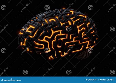 A Labyrinthine Human Brain Design Symbolizes Complexity And Thought Processes Illuminated