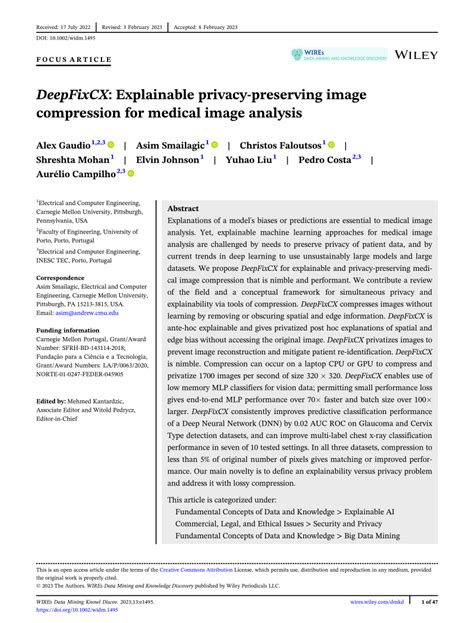 Pdf Deepfixcx Explainable Privacy‐preserving Image Compression For Medical Image Analysis