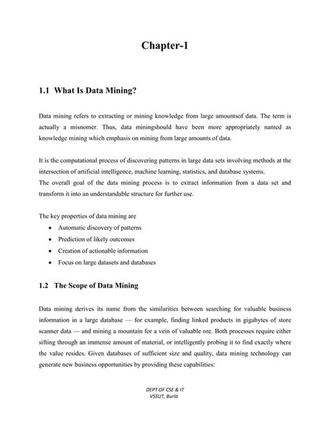 data mining and data warehousing lecture notes pdf
