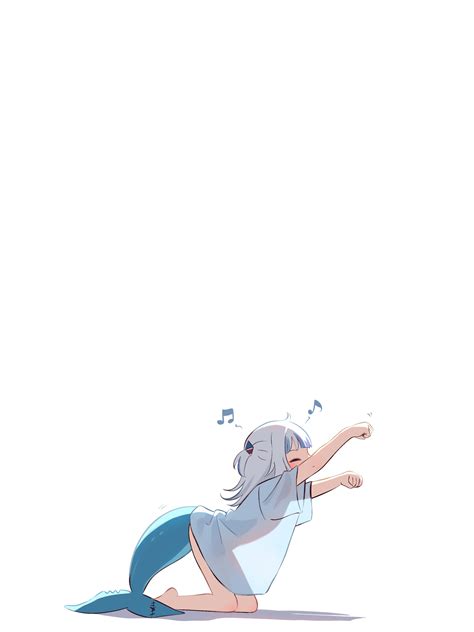 Ryu Gawr Gura Hololive Hololive English Absurdres Highres Girl Blue Hair Blush