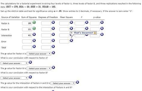 The Calculations For Factorial Experiment Involving Four Levels Of Factor Three Levels Of Factor