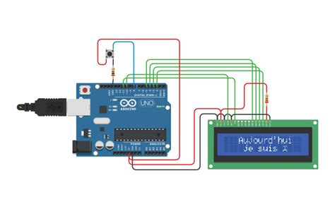 circuit design lcd arduino caractères personnalisés tinkercad