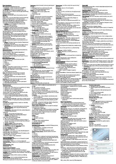 Exam Cheatsheet Summary Operations And Technology Management Chpt