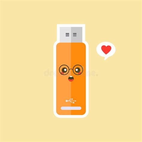 Kawaii And Cute Usb Flash Drive Icon Isolated On Color Background