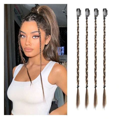 4pc Braid In Hair Extension 14 Inch Clip In Braid Extensions For Women