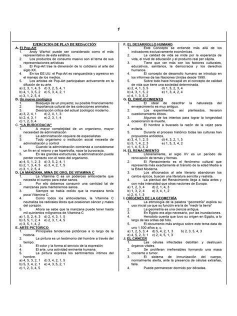 Ejercicios Plan De Redacción I Pdf Astrología