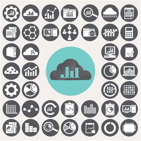Big Data And Technology Icons Stock Vector Illustration Of Black