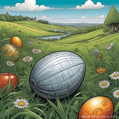 A Single Large Egg In The Grass Stable Diffusion Online