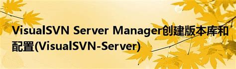 Visualsvn Server Manager创建版本库和配置visualsvn Server环球经验网