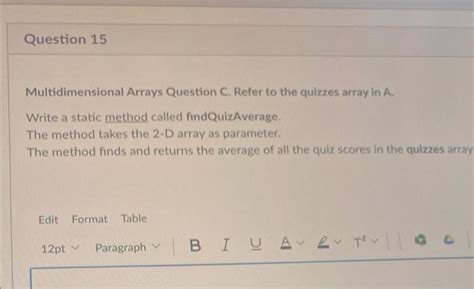 solved question 15 multidimensional arrays question c refer