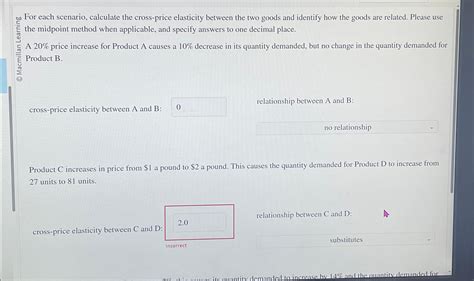 Solved 600 For Each Scenario Calculate The Cross Price Chegg Com