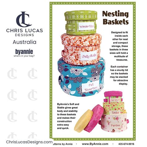 By Annie Nesting Baskets Sewing Pattern Chris Lucas Designs