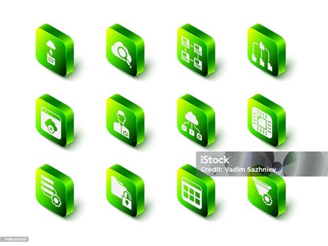 검색 클라우드 컴퓨팅 계층 구조 조직도 차트 폴더 트리 Cpu가 있는 프로세서 필터 설정 클라우드 기술 데이터 전송 브라우저 파일 및 잠금 아이콘을 설정합니다 벡터 3차원