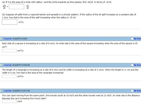 Solved A If A Is The Area Of A Circle With Radius R And Chegg