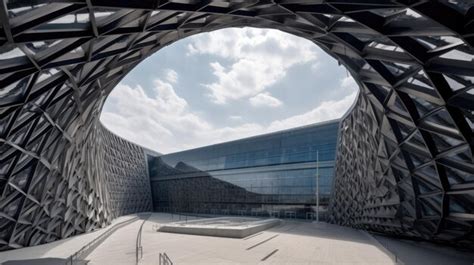 Premium Photo An Exhibition Center With A Blend Of Curved And