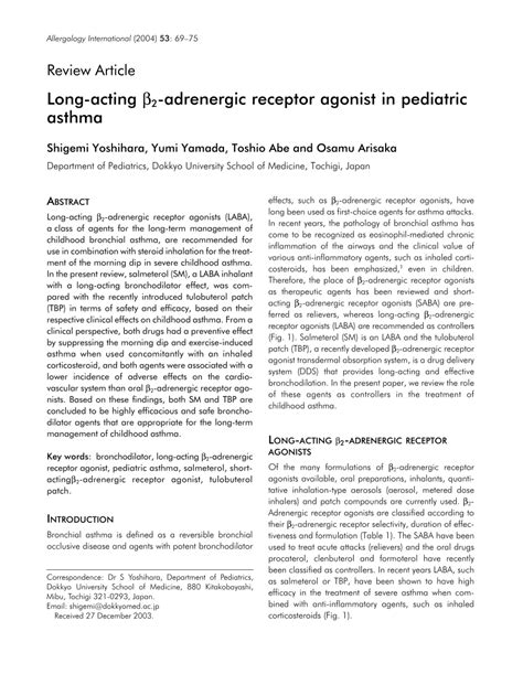 Pdf Long‐acting β2‐adrenergic Receptor Agonist In Pediatric Asthma