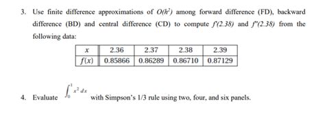 Solved 3 Use Finite Difference Approximations Of O H