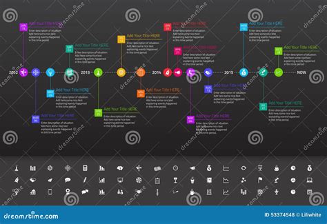 Modern Flat Timeline With Exact Date And Milestone Stock Vector Illustration Of Narrate Point