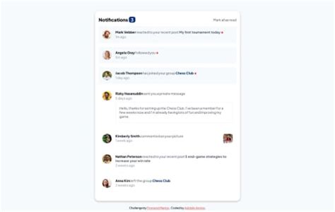 Frontend Mentor Responsive Notifications Page Using Html Css And Javascript Coding Challenge