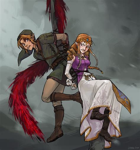 Link And Princess Zelda The Legend Of Zelda And More Drawn By Jeinu Danbooru