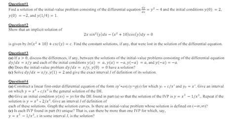 solved question 1find a solution of the initial value