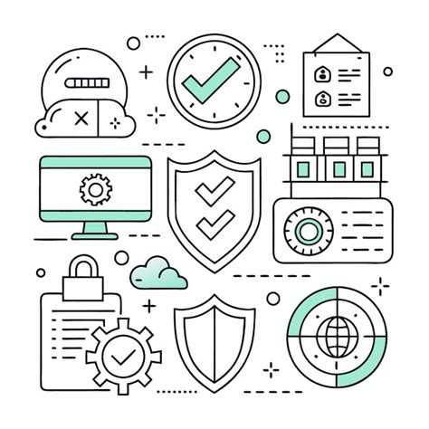 Data Security Icons With A Clock Shield Lock And Gear Premium Ai Generated Vector