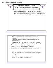 Graphing Polynomials In Honors Algebra Trig Course Hero