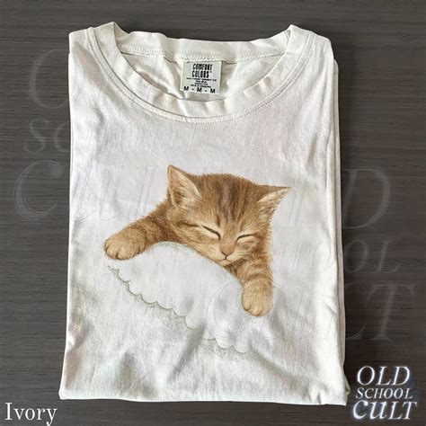 Sleeping Kitten Graphic T Shirt Vintage Cat Lover Tee Comfort Colors